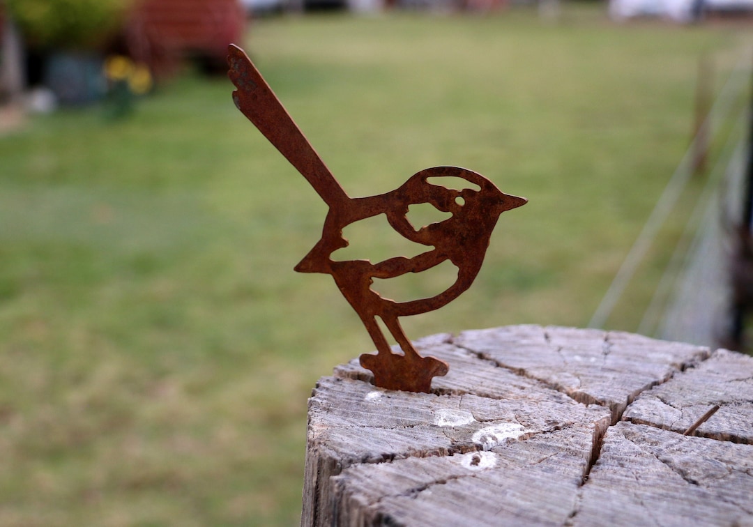 Rusty Metal Male Fairy Wren, Wren Gift, Wren Garden Art, Metal Wren ...