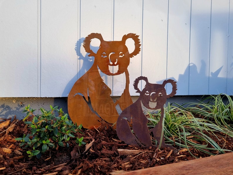 Corten Steel Koala Garden Stake, Rusty Metal Ornament - Etsy Australia