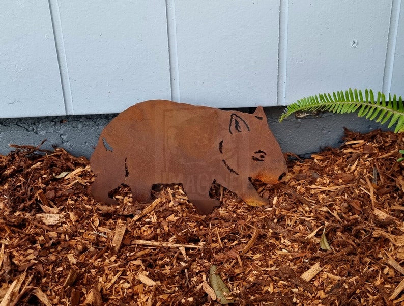 Corten Steel Wombat Garden Stake - Metal Wombat Ornament - Etsy Australia