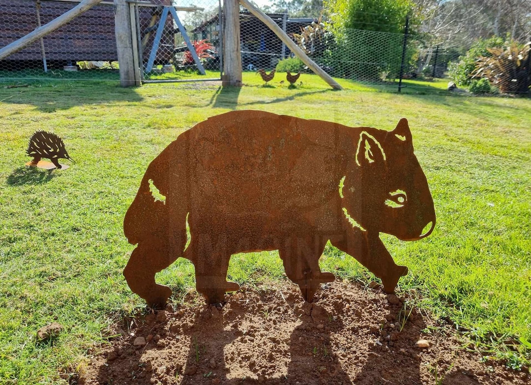 Corten Steel Wombat Garden Stake - Metal Wombat Ornament - Etsy Australia