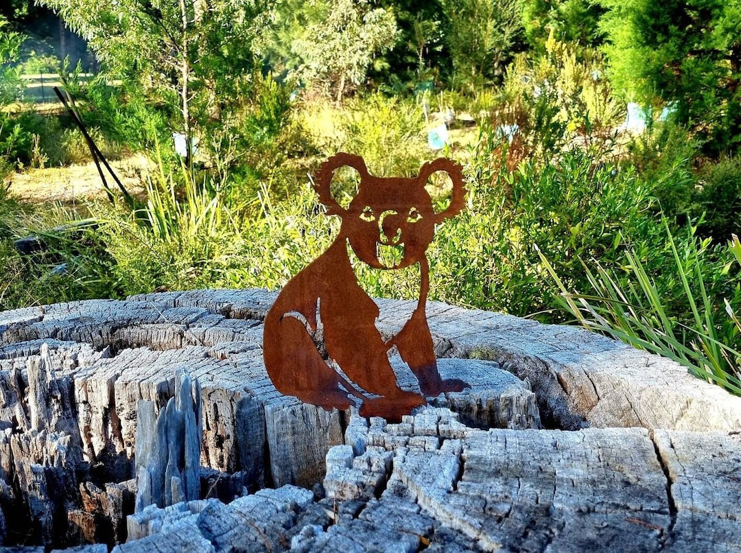 Corten Steel Koala Garden Stake, Rusty Metal Ornament - Etsy Australia