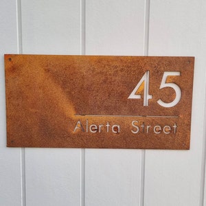 Custom Corten Steel (rusty) Property Address Sign (medium), Business ...
