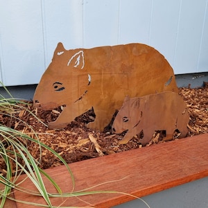 Corten Steel Wombat Garden Stake - Metal Wombat Ornament - Etsy Australia