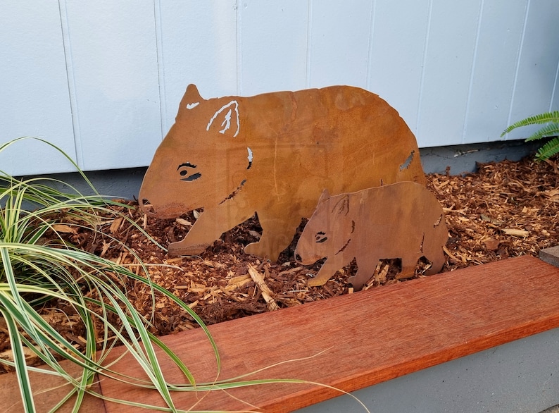 Corten Steel Wombat Garden Stake - Metal Wombat Ornament - Etsy Australia