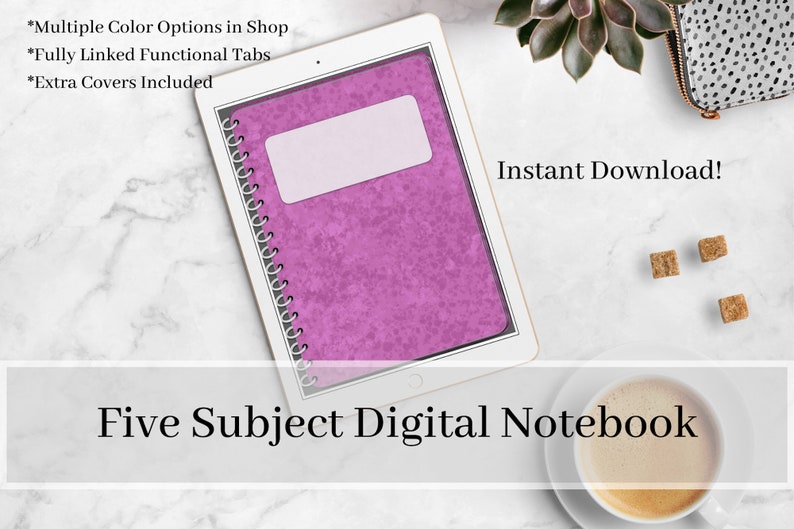 Five Subject Digital Notebook for iPhone or Ipad, Lovely Digital ...