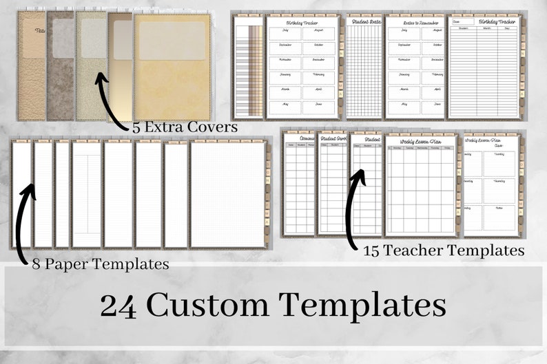 Undated Digital Teacher Planner iPhone or Ipad, Lovely Digital Notebook ...