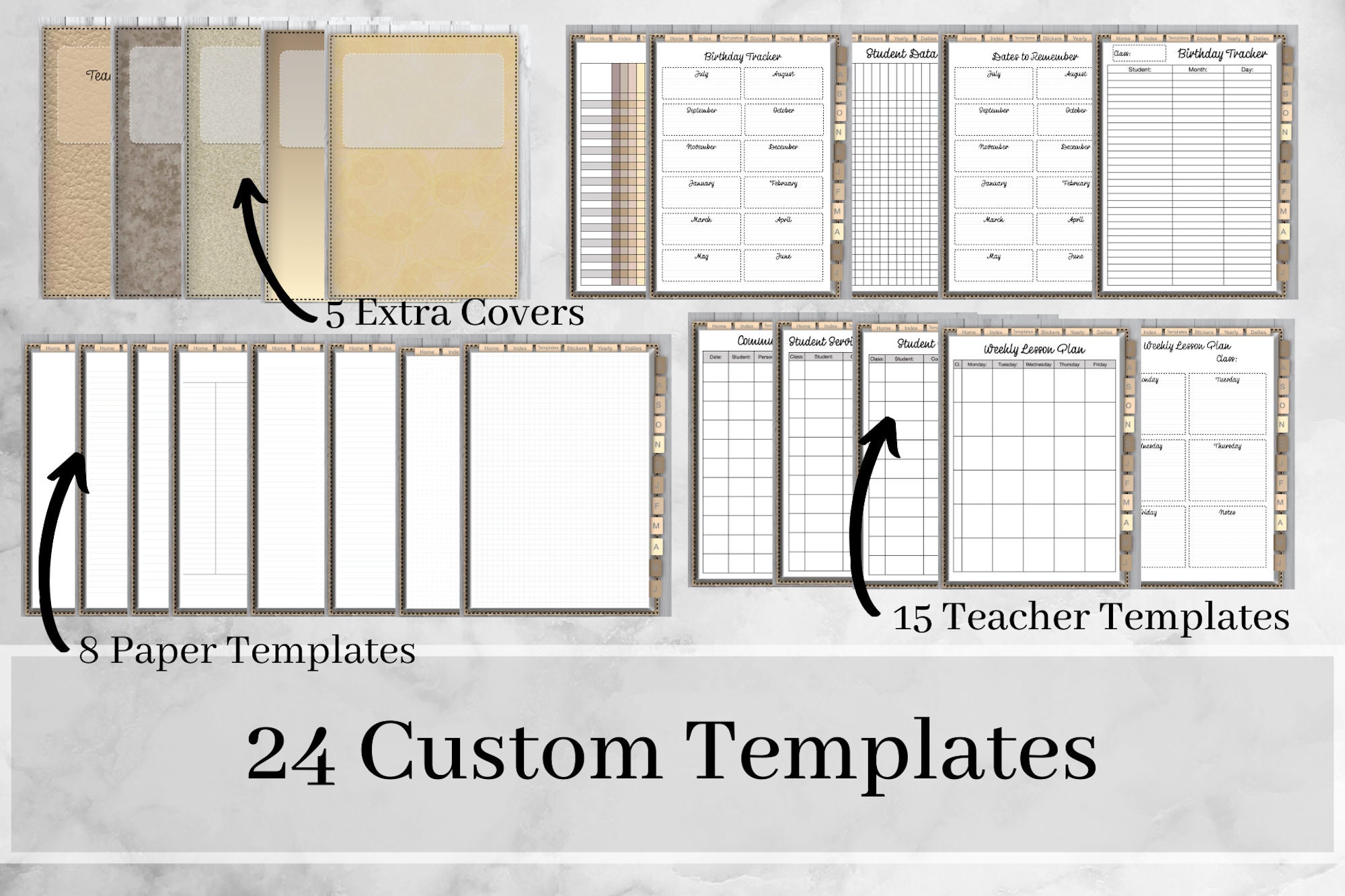 Undated Digital Teacher Planner iPhone or Ipad, Lovely Digital Notebook ...