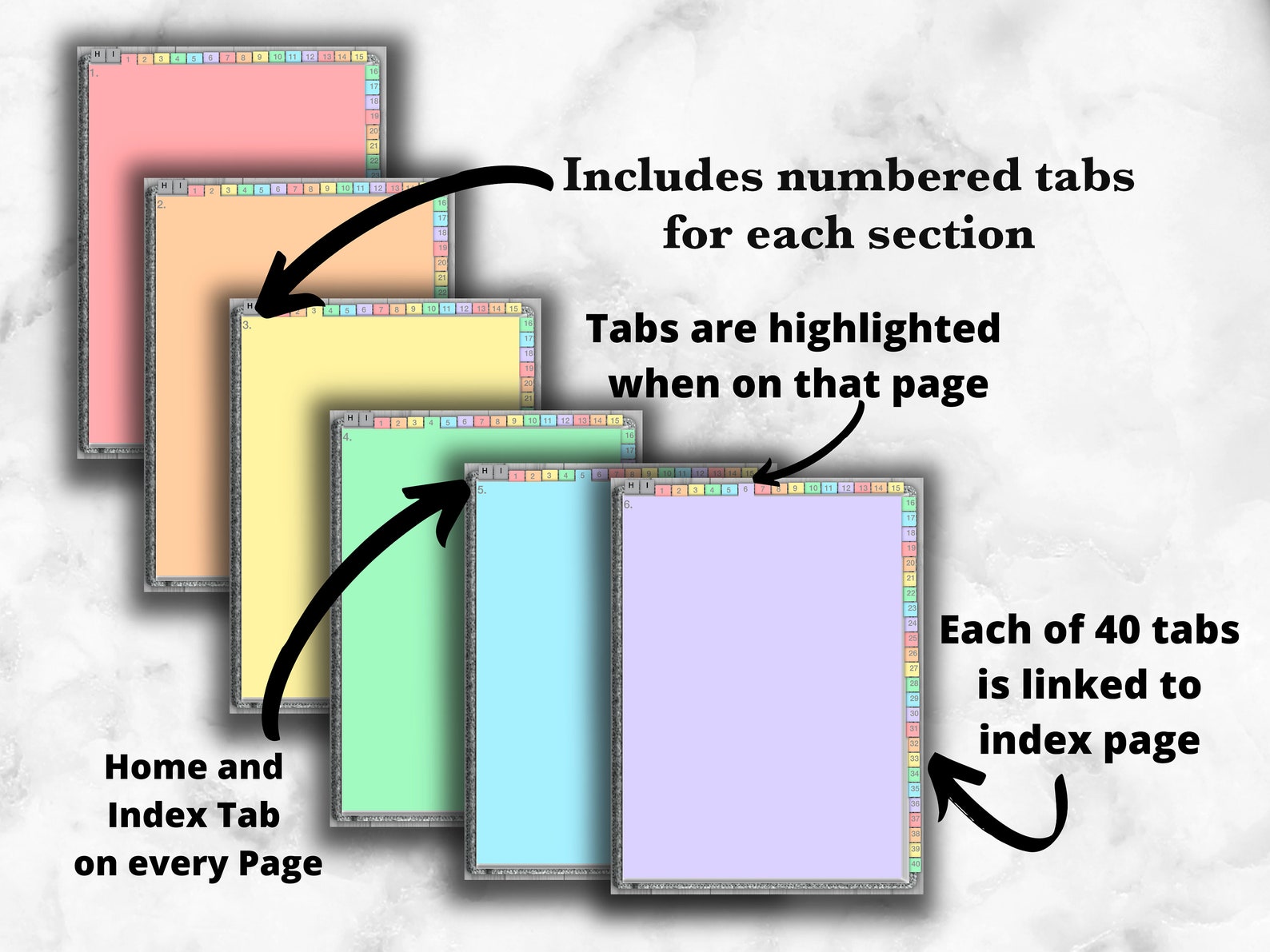 Digital Notebook, Lovely Glitter Tabbed Journal Perfect for Goodnotes ...