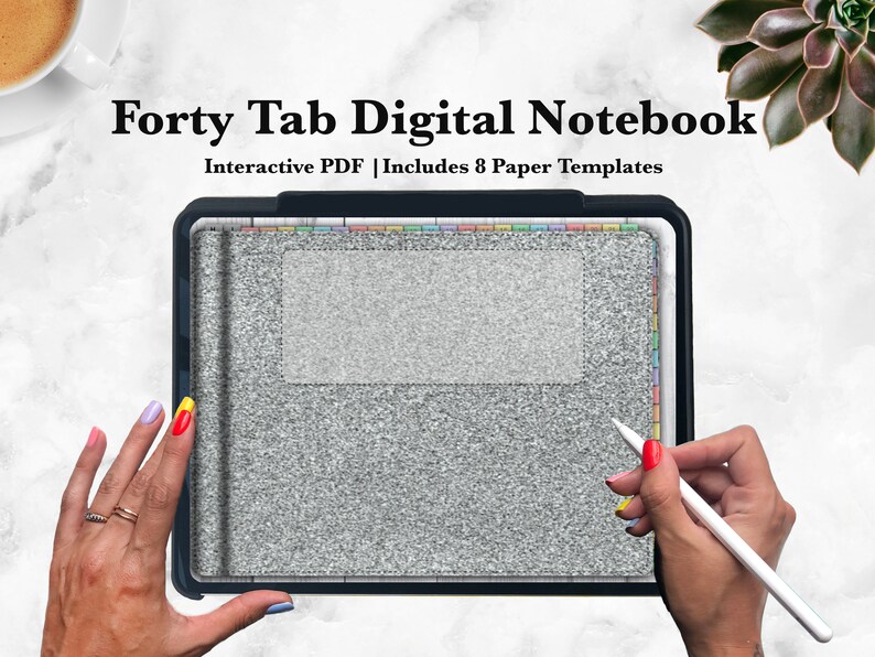 Landscape Digital Notebook Lovely Glitter Tabbed Journal for - Etsy