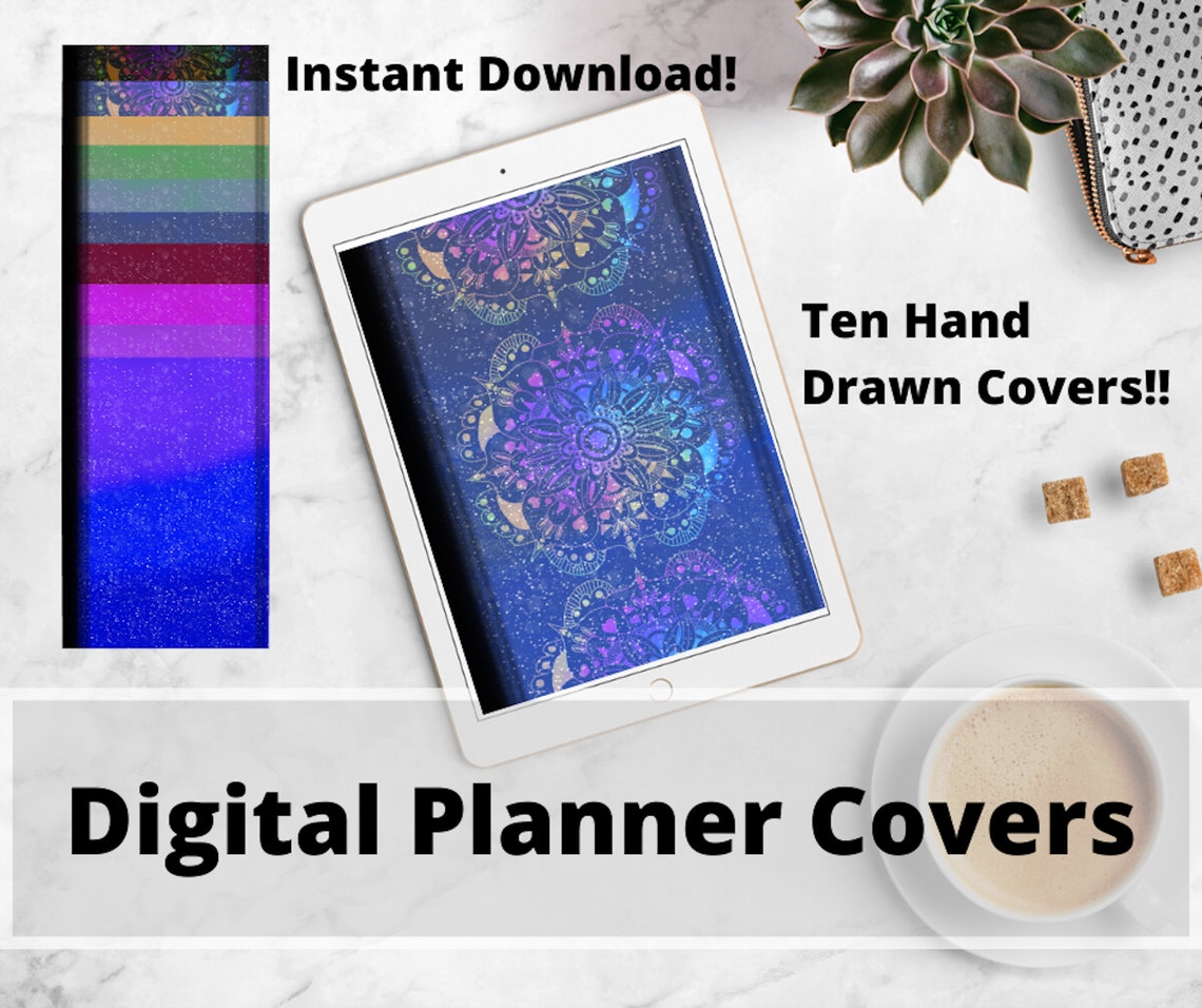 Hand Drawn Digital Covers for Notebook or Planner, Lovely Digital Cover ...