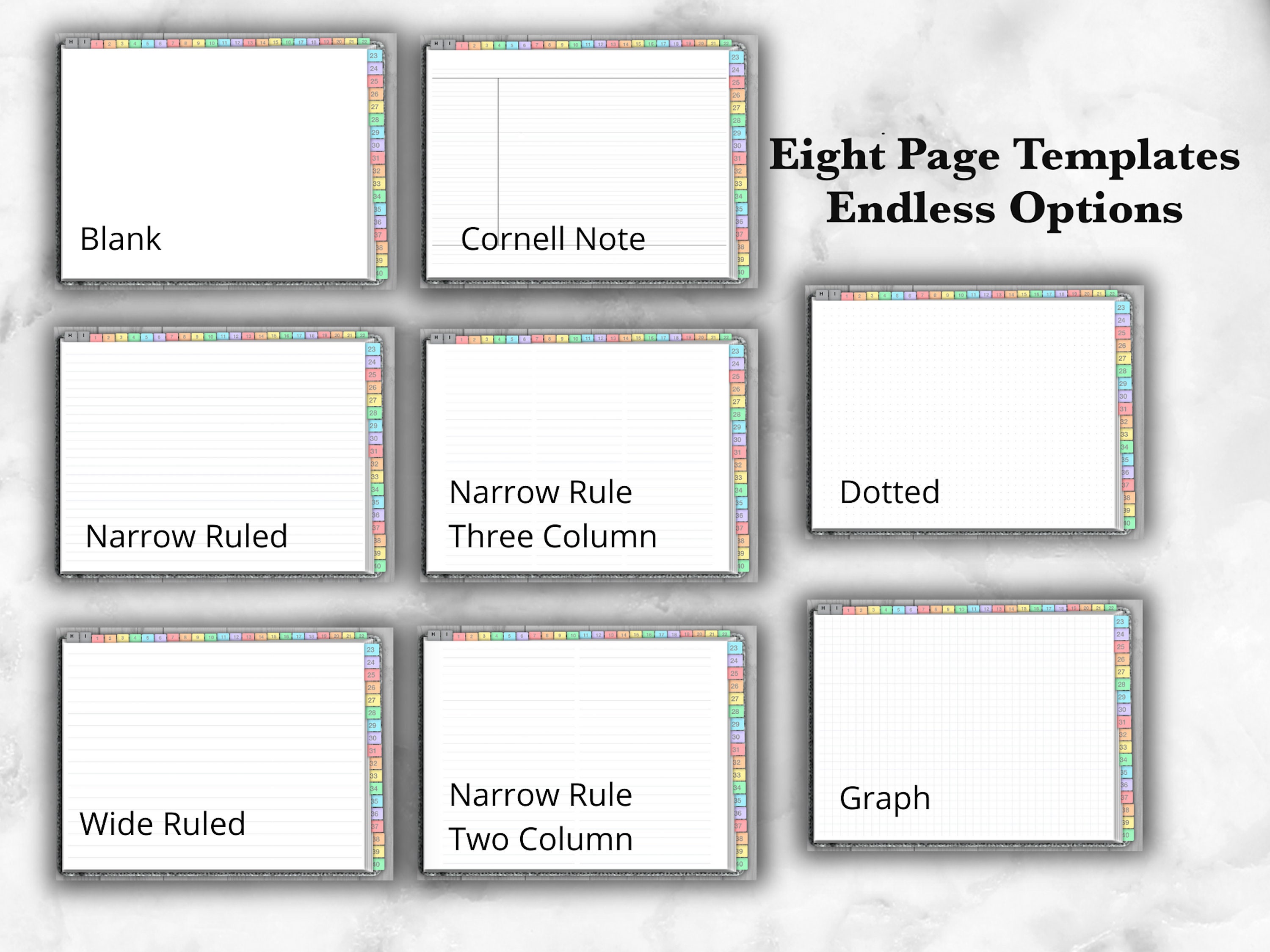 Landscape Digital Notebook Lovely Glitter Tabbed Journal for | Etsy