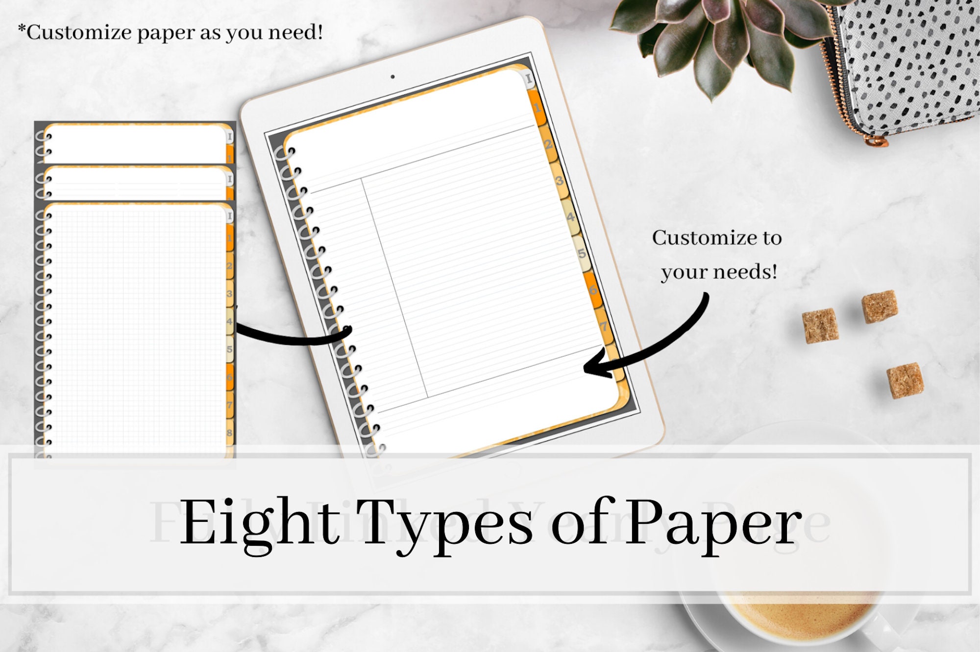 Portrait Digital Notebook for iPhone or Ipad, Lovely Digital Notebook ...