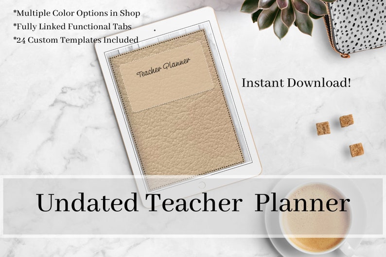 Undated Digital Teacher Planner iPhone or Ipad, Lovely Digital Notebook ...