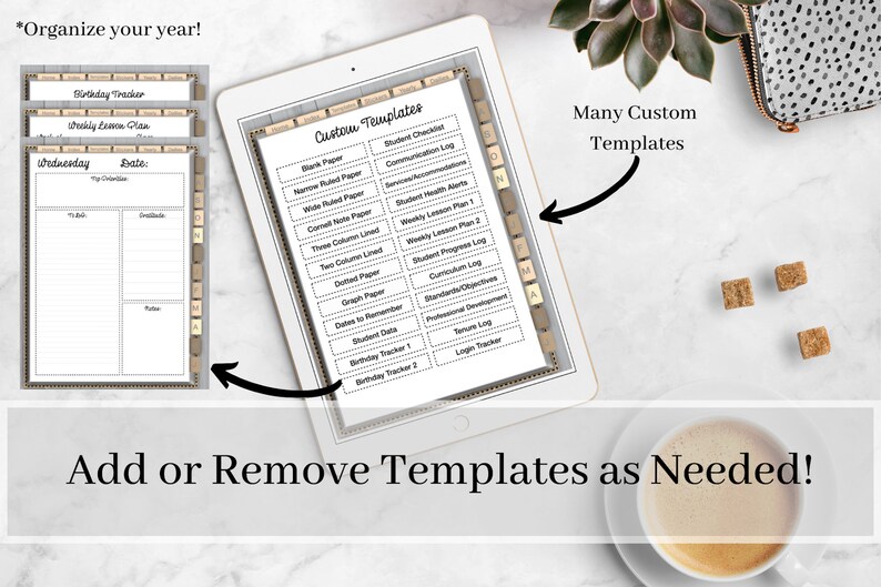 Undated Digital Teacher Planner iPhone or Ipad, Lovely Digital Notebook ...