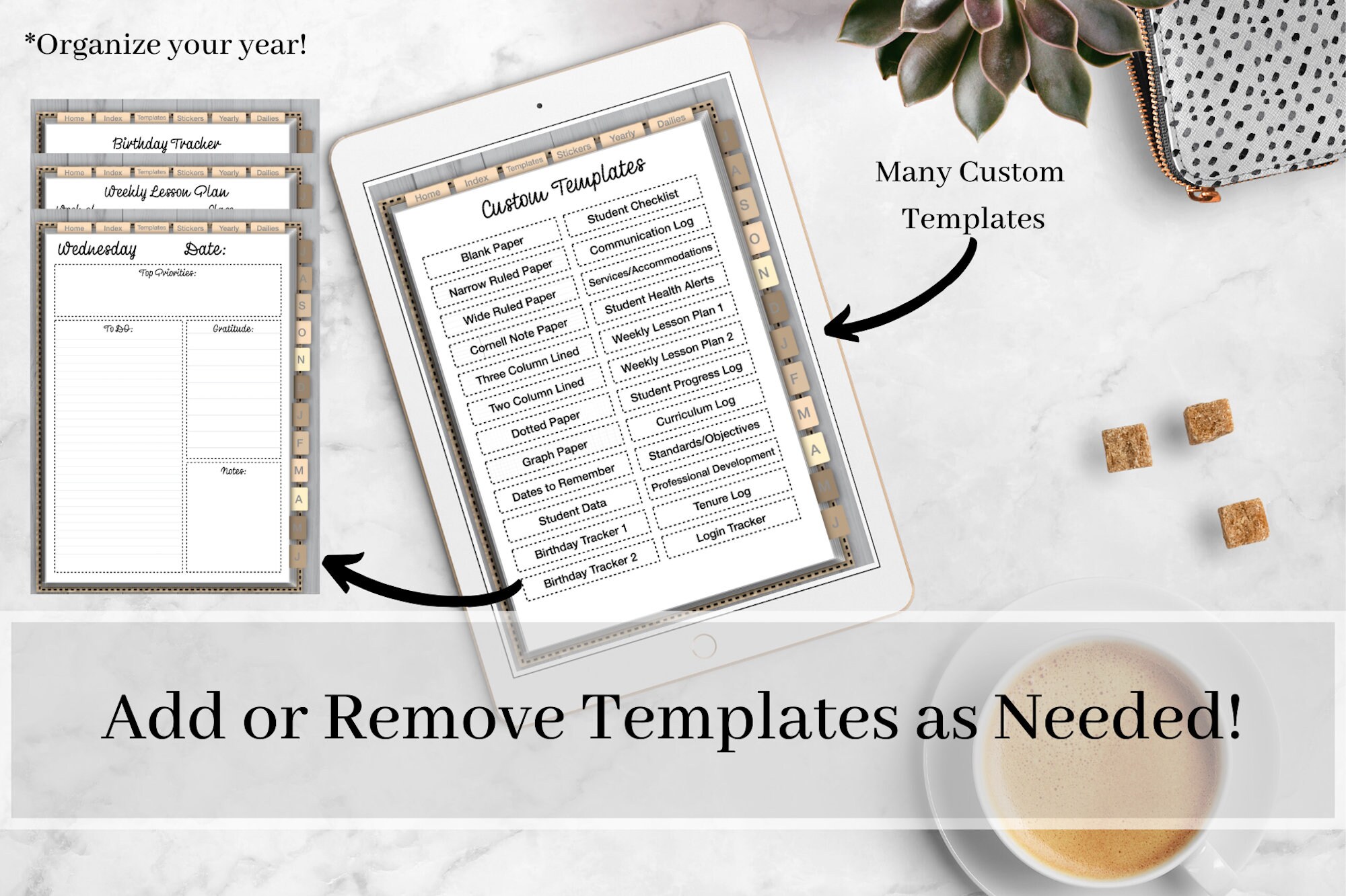 Undated Digital Teacher Planner iPhone or Ipad, Lovely Digital Notebook ...