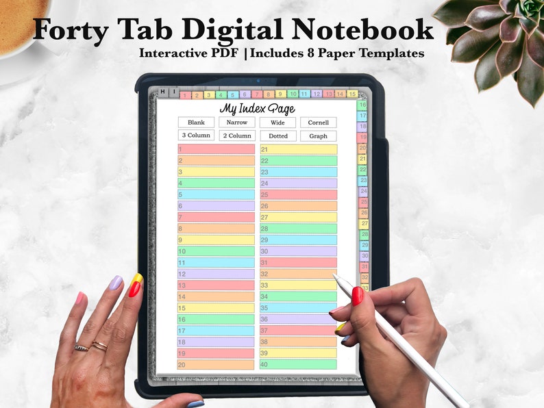 Digital Notebook, Lovely Glitter Tabbed Journal Perfect for Goodnotes ...