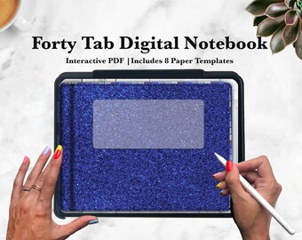 Landscape Digital Notebook Lovely Glitter Tabbed Journal for | Etsy