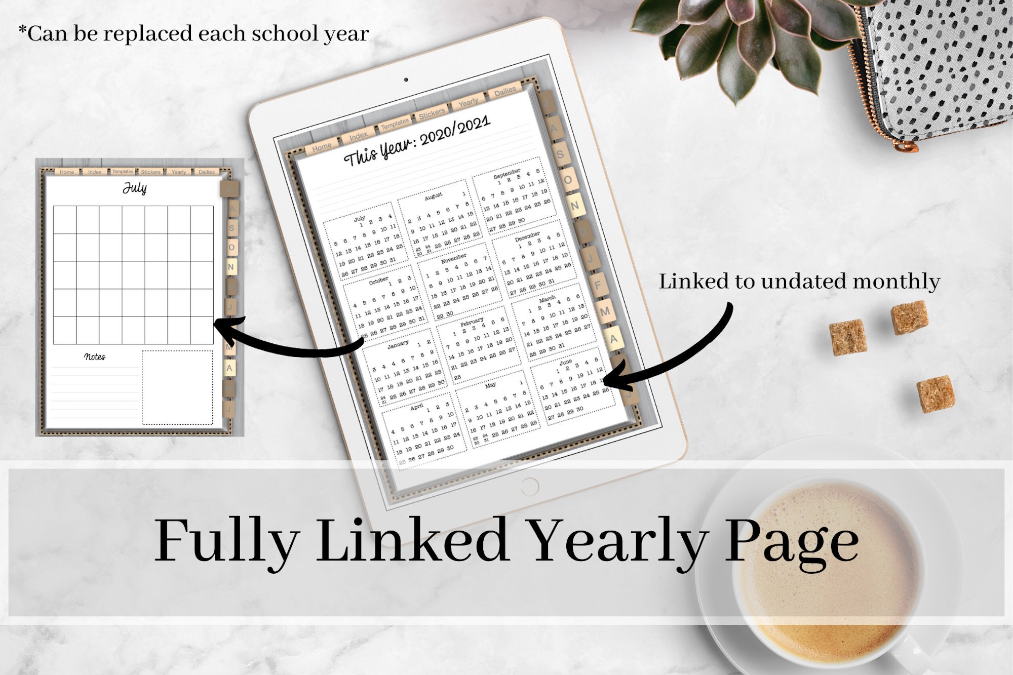 Undated Digital Teacher Planner iPhone or Ipad, Lovely Digital Notebook ...