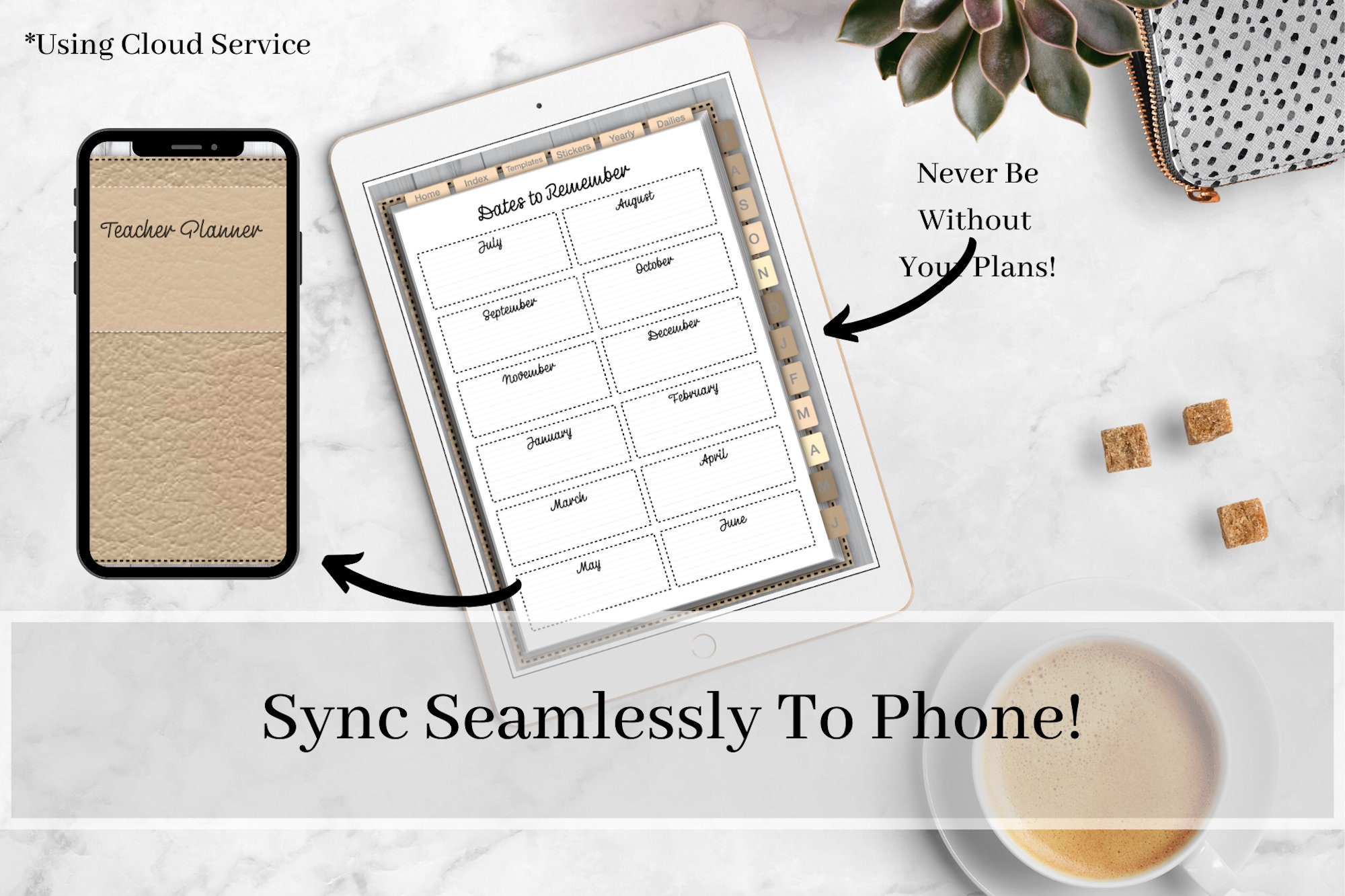 Undated Digital Teacher Planner iPhone or Ipad, Lovely Digital Notebook ...