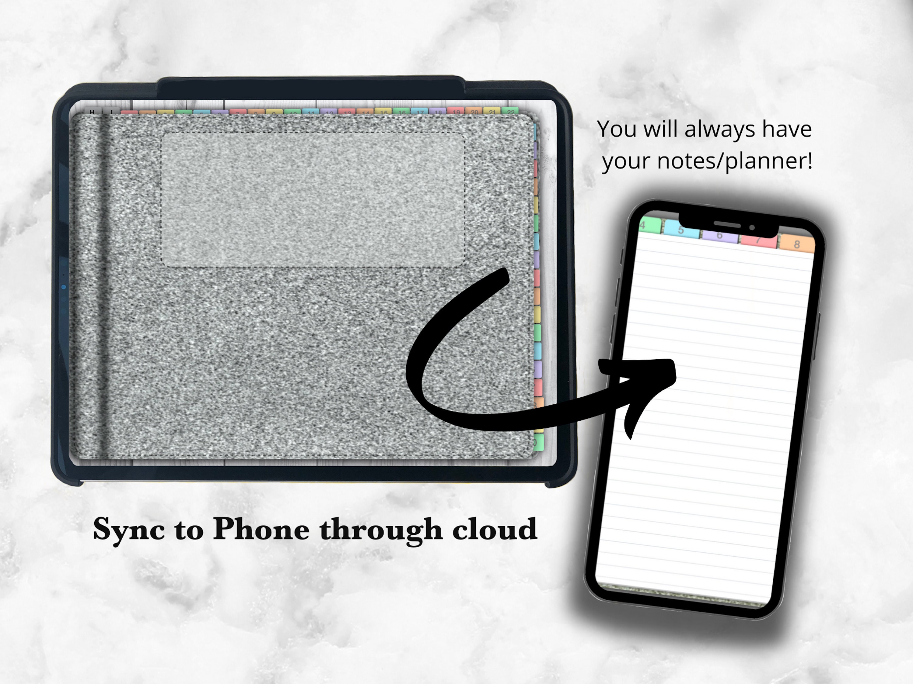 Landscape Digital Notebook Lovely Glitter Tabbed Journal for | Etsy