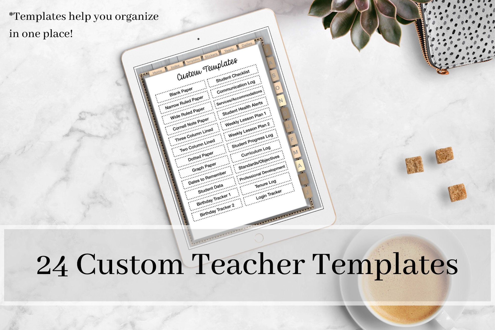 Undated Digital Teacher Planner iPhone or Ipad, Lovely Digital Notebook ...