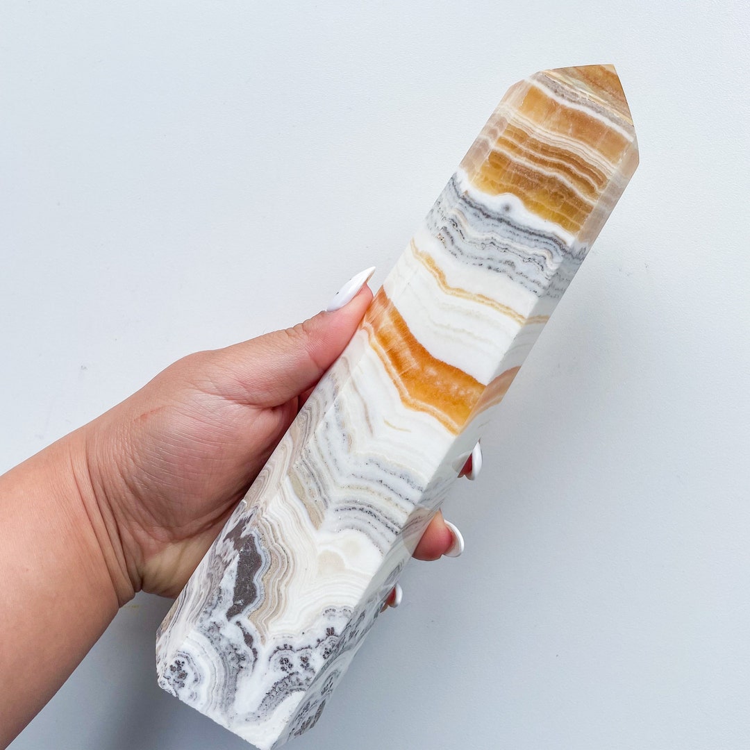 Dendritic Orange Calcite Crystal Point Healing Crystal Home Decoration ...