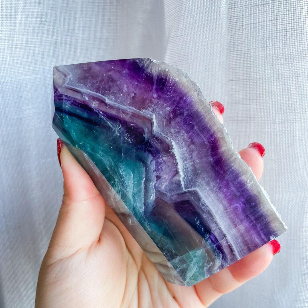 Blue Purple Fluorite Tower Slab| High Quality Fluorite Crystal | Blue ...