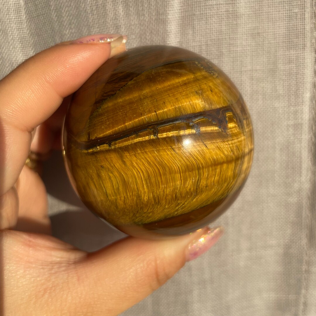 Tigers Eye Sphere | Rare Found IRON Tigers Eye Sphere Home Decoration ...
