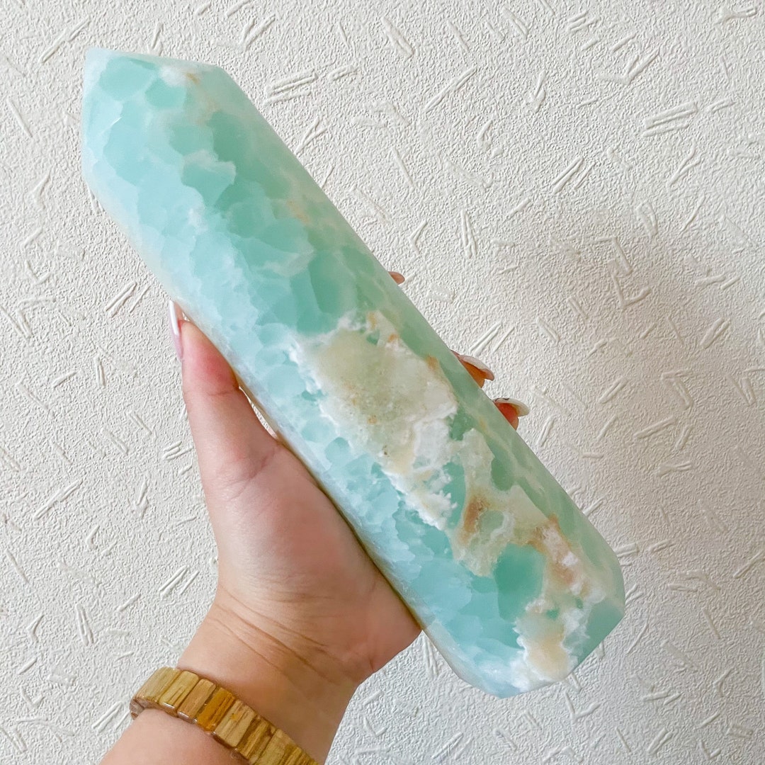 Caribbean Blue Calcite XL Large Crystal Tower Crystal Tower | Caribbean ...
