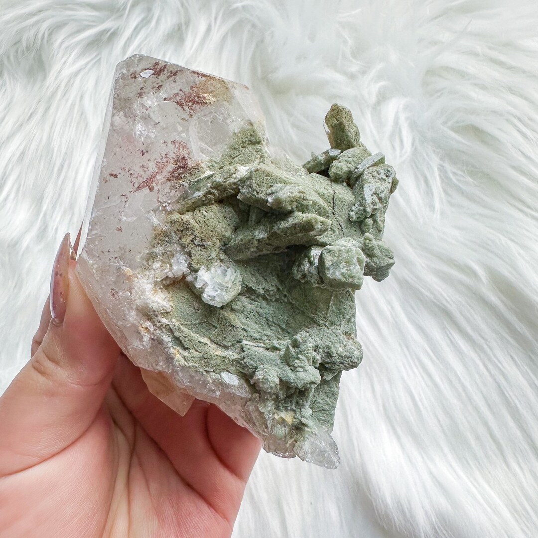 Raw Clear Quartz With Chlorite Quartz | Premium Crystal Cluster ...
