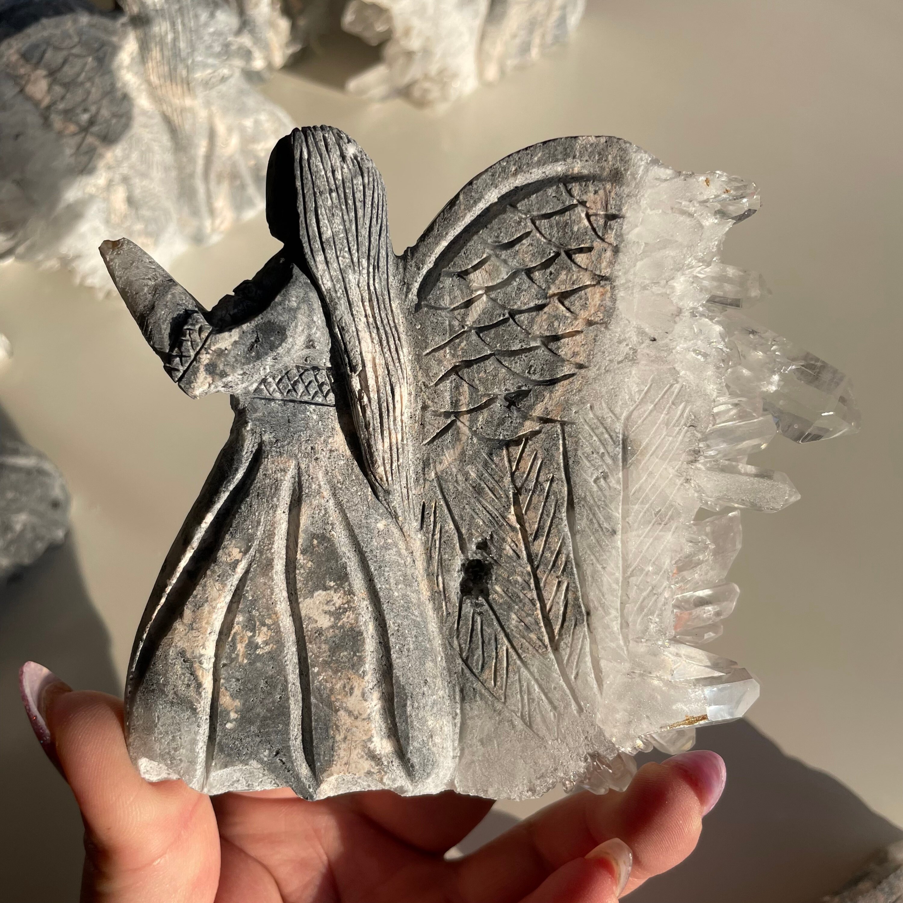 quartz angel crystal angel sculpture hand carving angel natural crystal ...