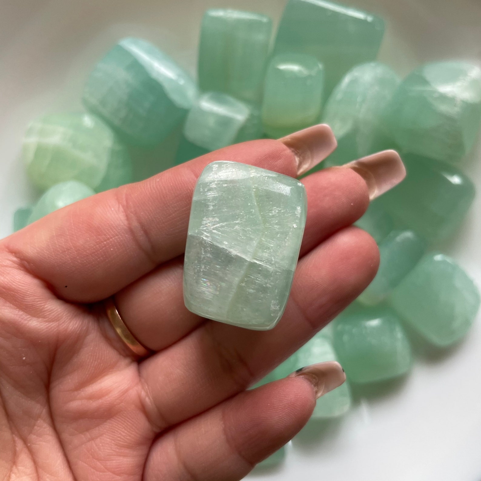 Pistachio Calcite Polished Tumblestone Healing Crystals - Etsy