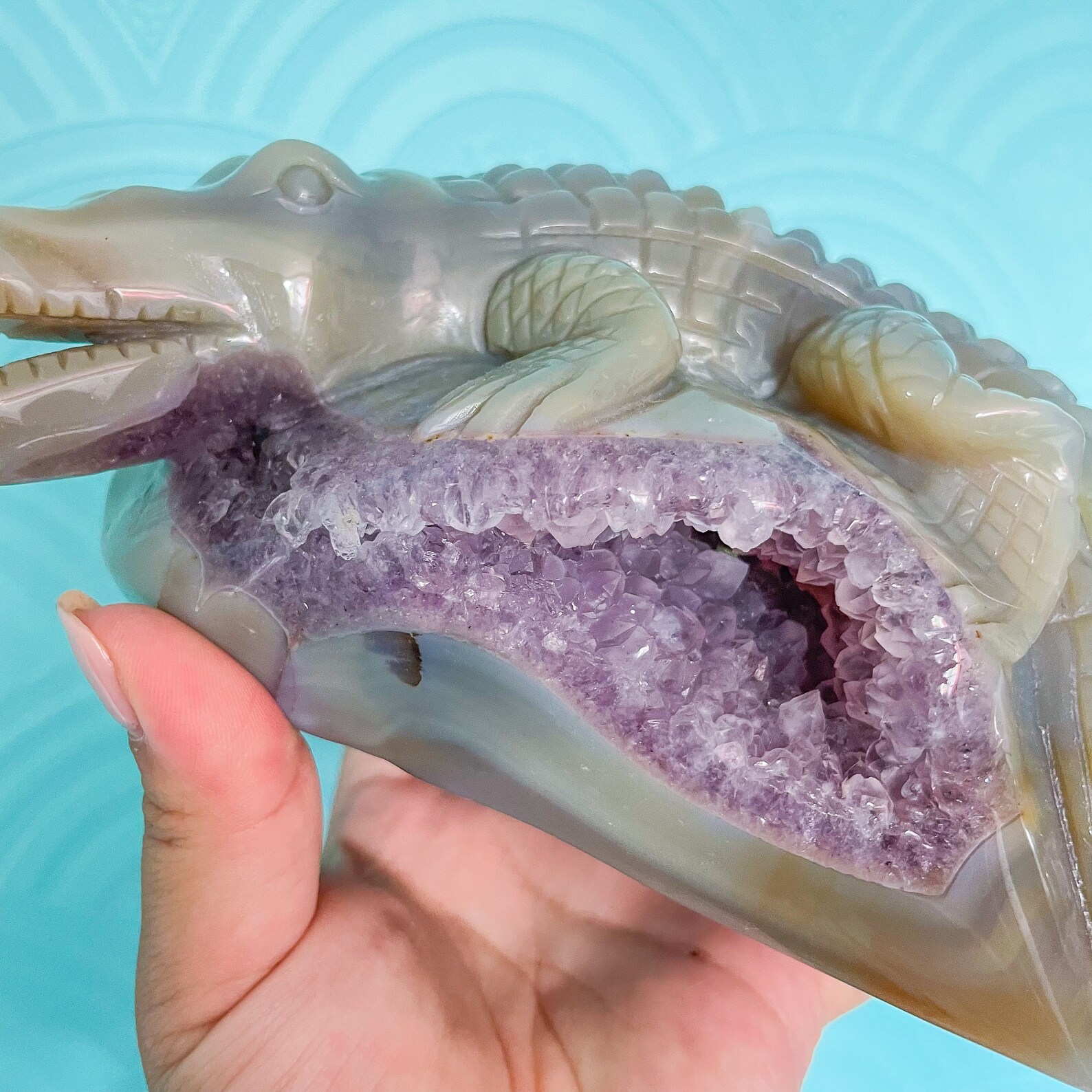 Amethyst Crystal Alligator Hand Carving Sculpture Large - Etsy UK