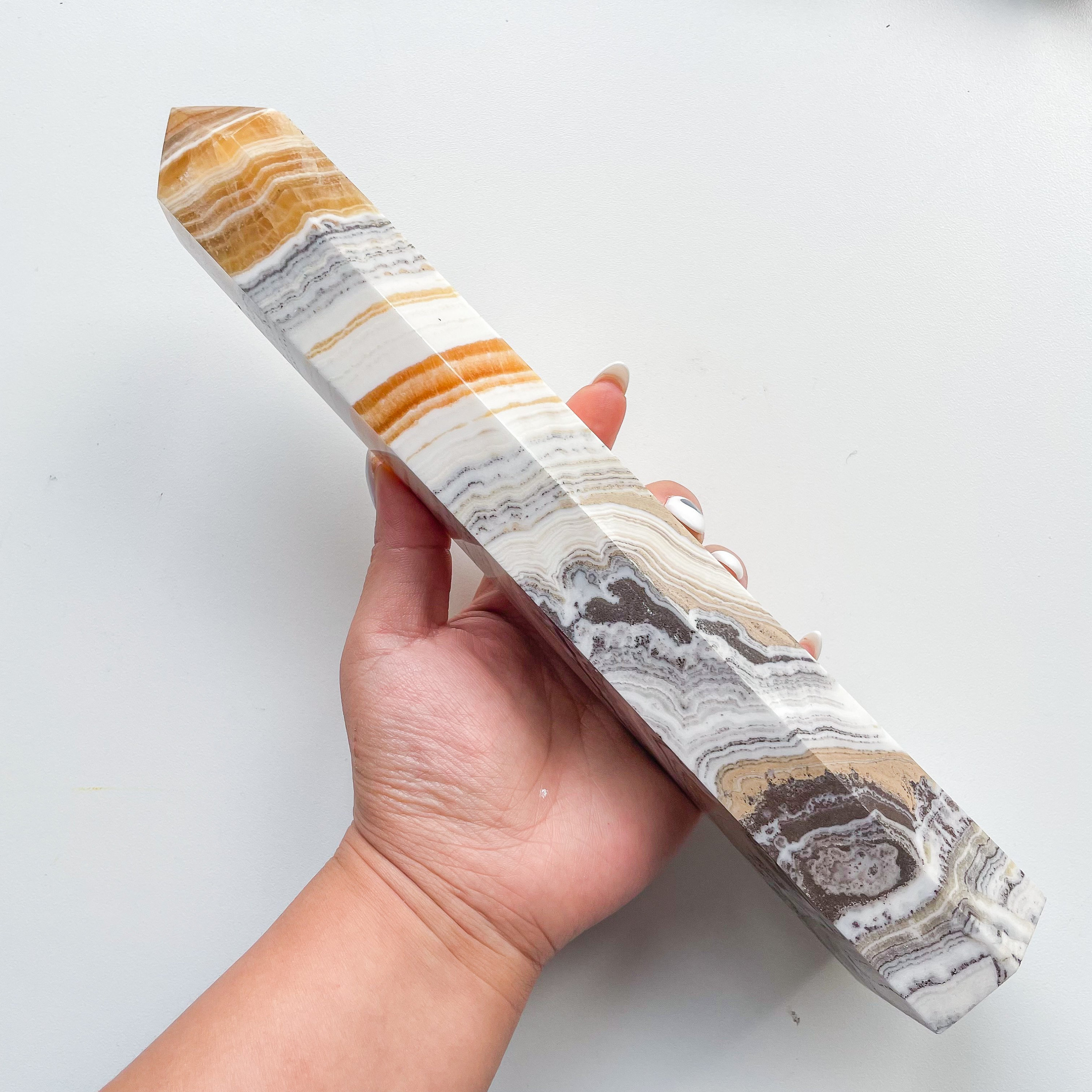 Dendritic orange calcite crystal point healing crystal home decoration ...