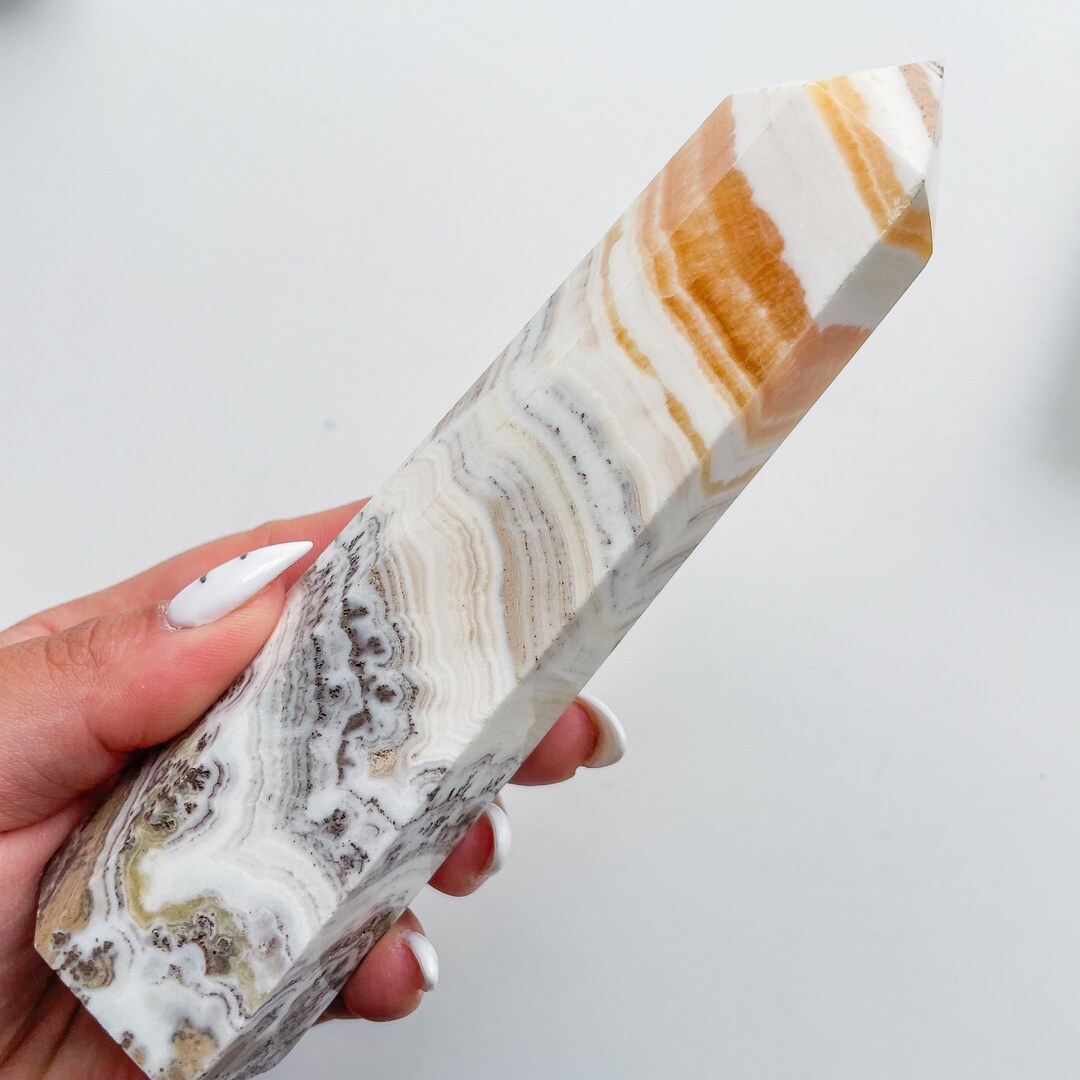 Dendritic Orange Calcite Crystal Point Healing Crystal Home Decoration ...