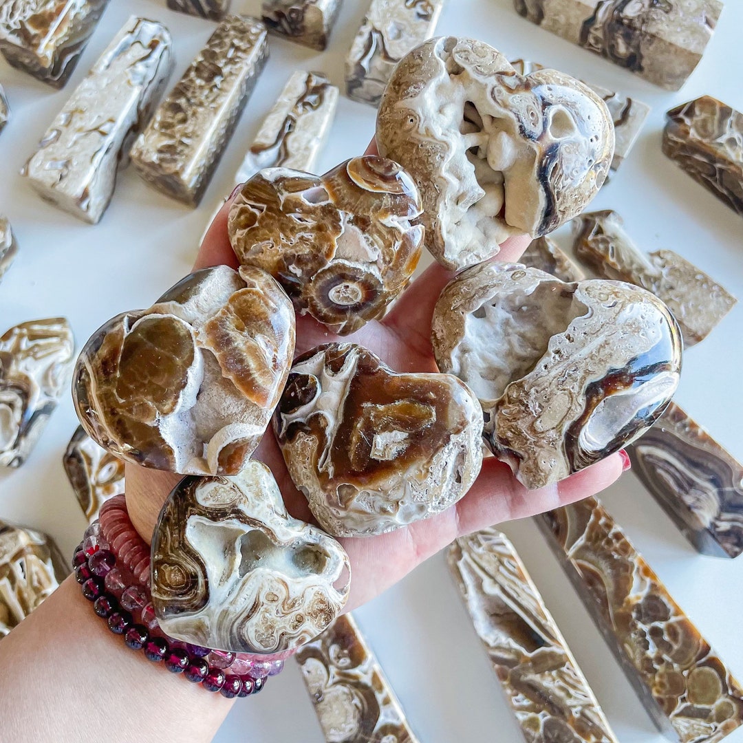 Chocolate Calcite Crystal Heart Healing Crystal Self-love Journey Home ...