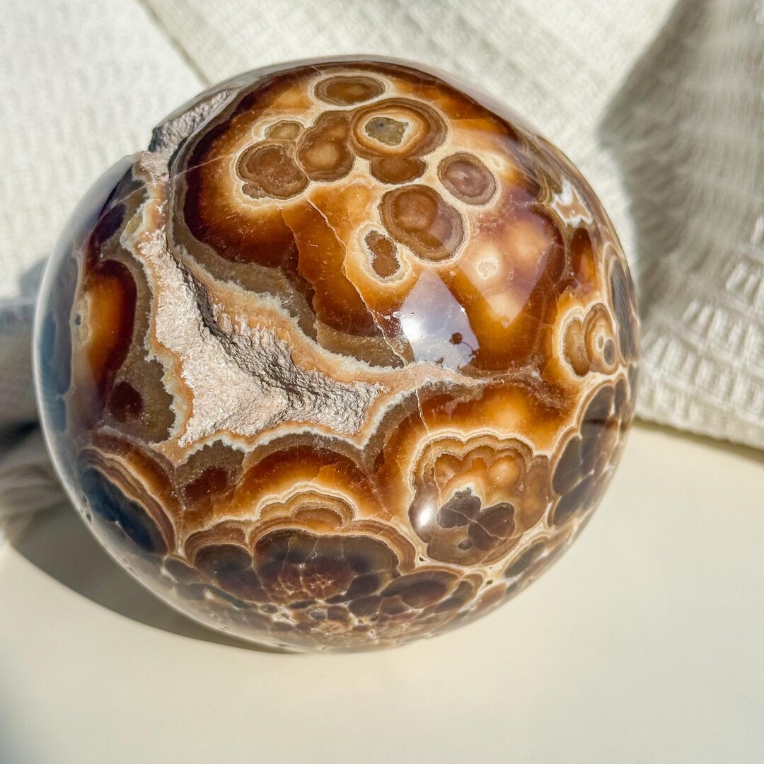Rare Orbicular Chocolate Calcite Sphere – Grounding Crystal for ...