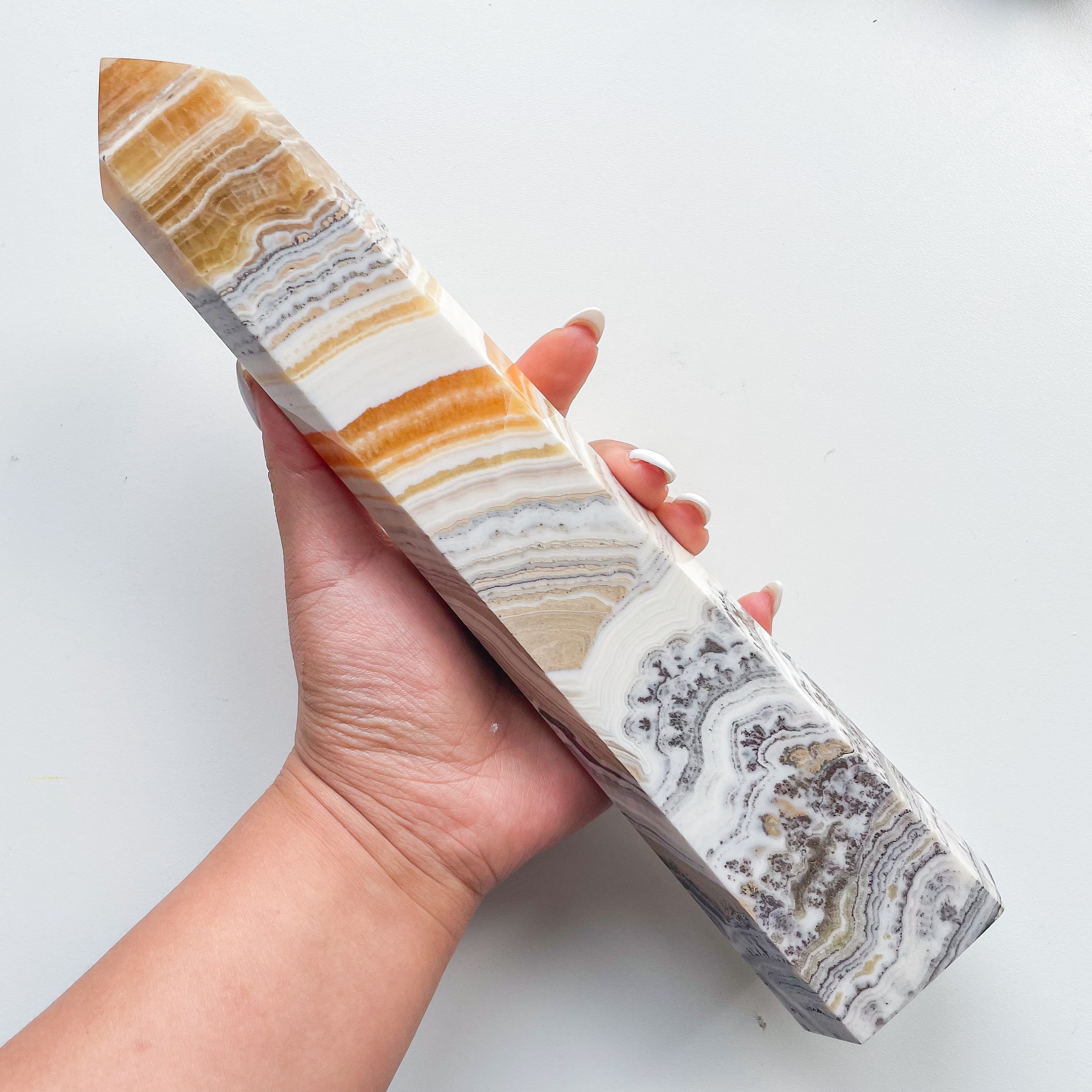 Dendritic orange calcite crystal point healing crystal home decoration ...