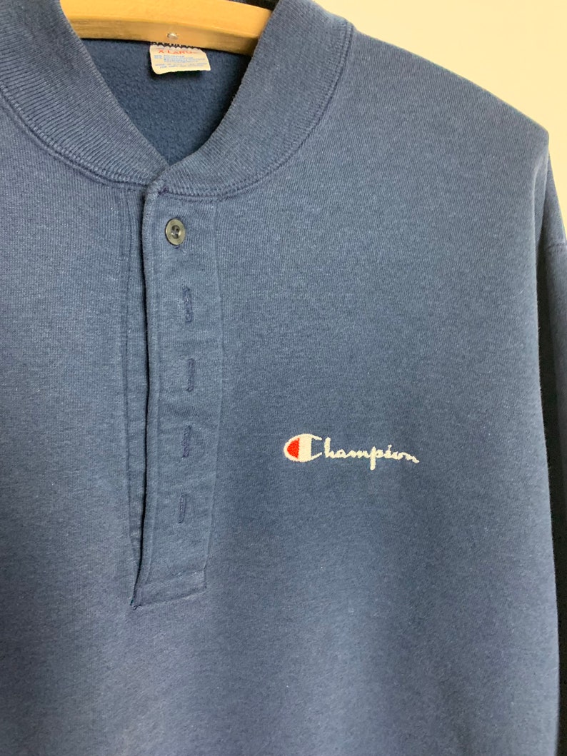 1980s Champion Half Button Logo Sweatshirt - Etsy