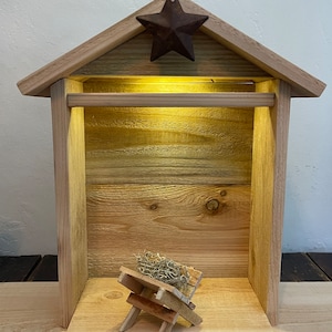 Handmade Rustic Wood Stable or Crèche and Manger for Willow Tree ...