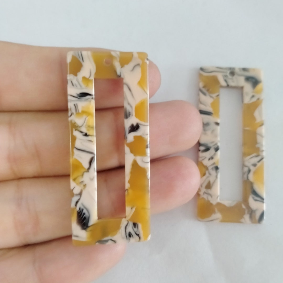 6pcs Tortoise Shell Acetate Acrylic Earring Charms-rectangle Rod Bar ...