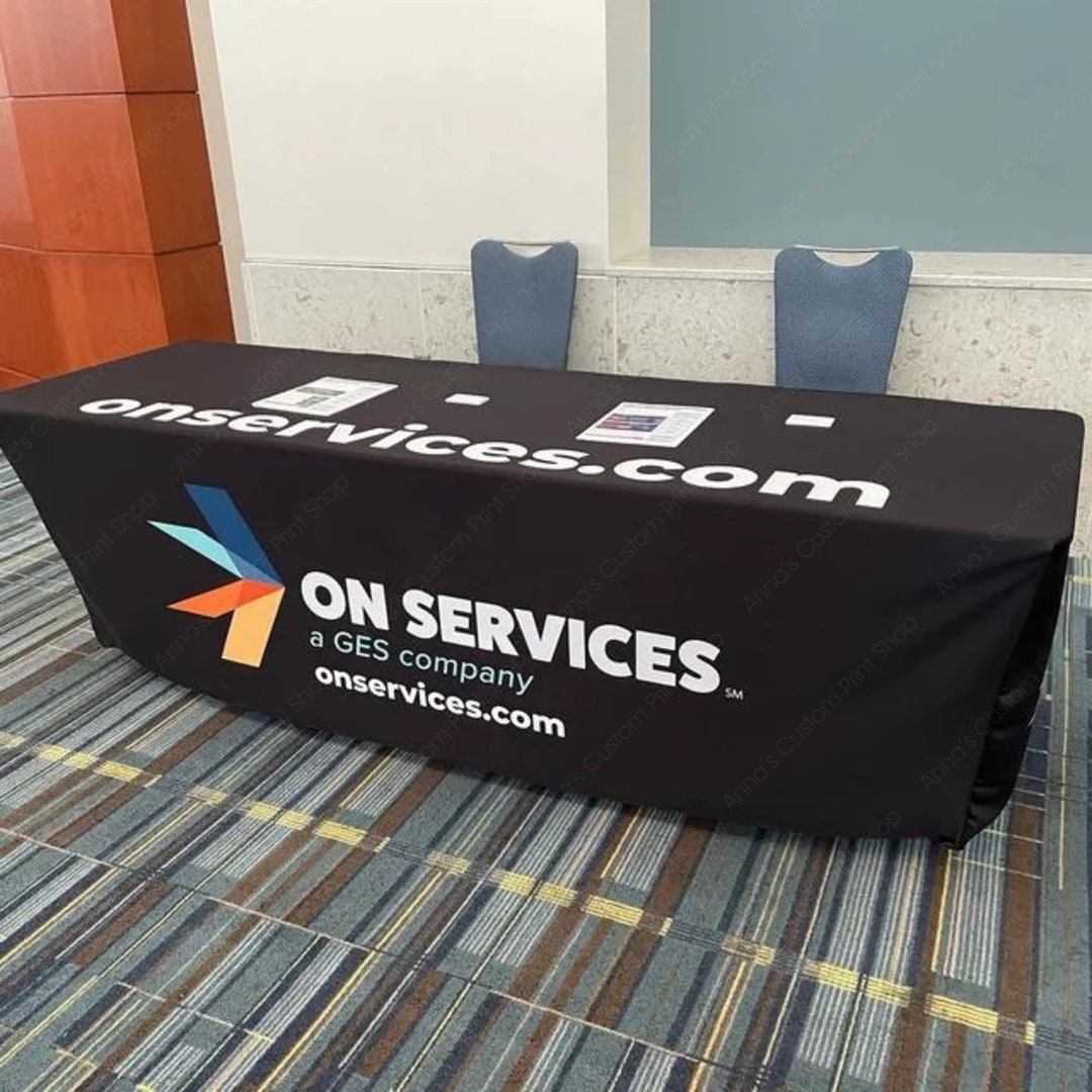 Custom Fitted Logo Tablecloth, Custom Stretch Spandex Table Cover, Tablecloth for Event, Craft ...