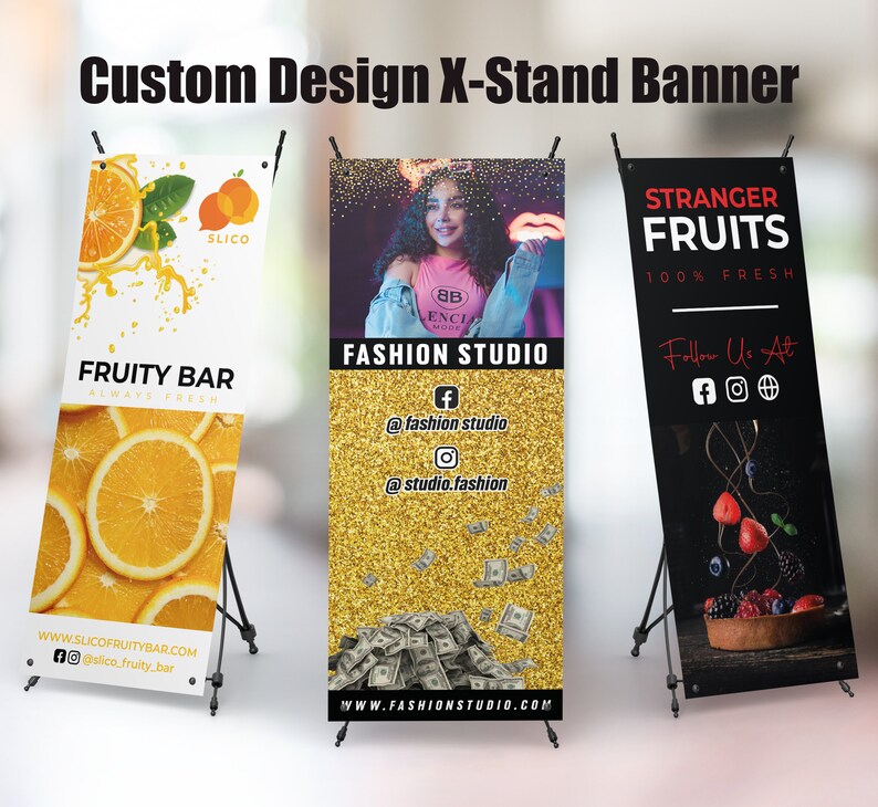 Custom Retractable Banner With Stand Personalized X Stand - Etsy