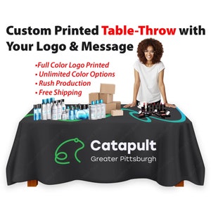 Custom Logo Tablecloth With Rush Deivery Options Personalized Table Throw With Your Logo for ...