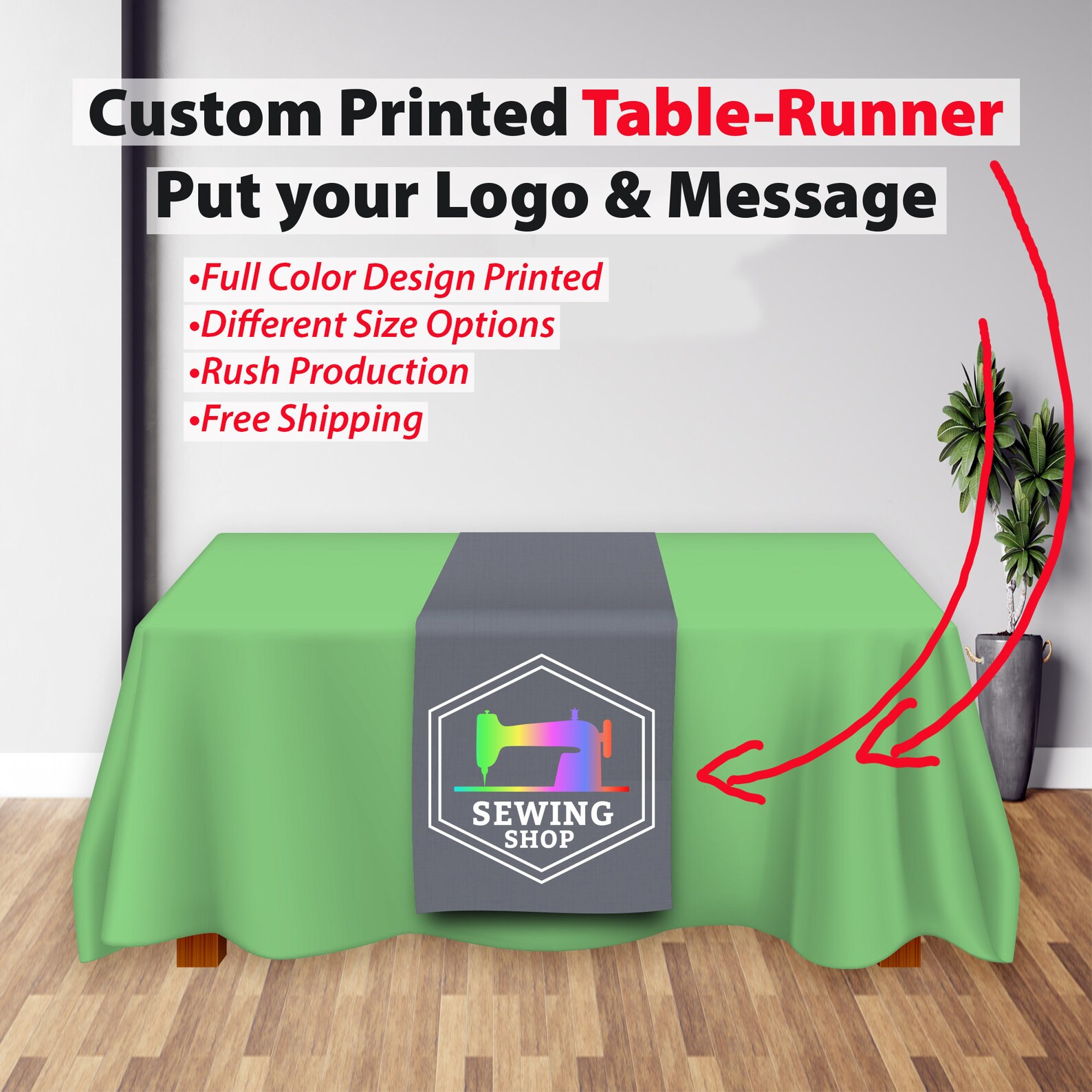 Custom Horizontal Table Runner Personalized With Message and - Etsy