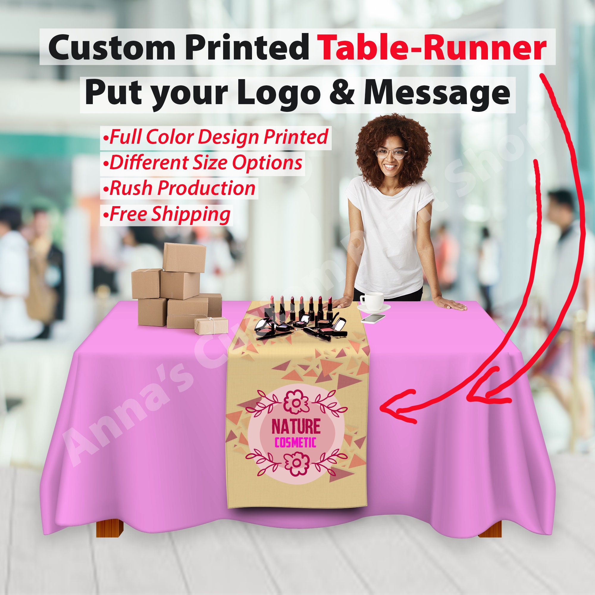 Custom Horizontal Table Runner Personalized With Message and - Etsy