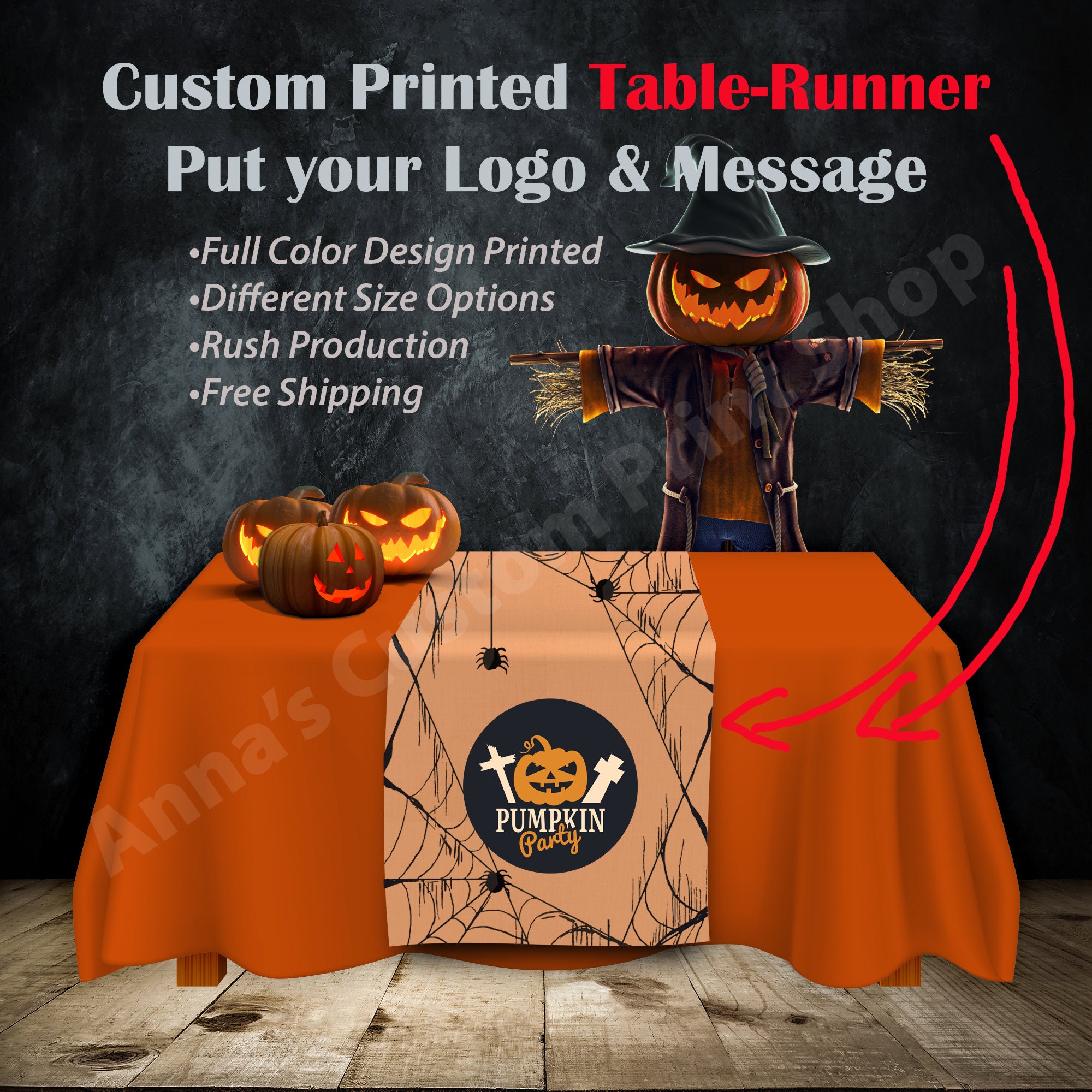 Custom Horizontal Table Runner Personalized With Message and - Etsy