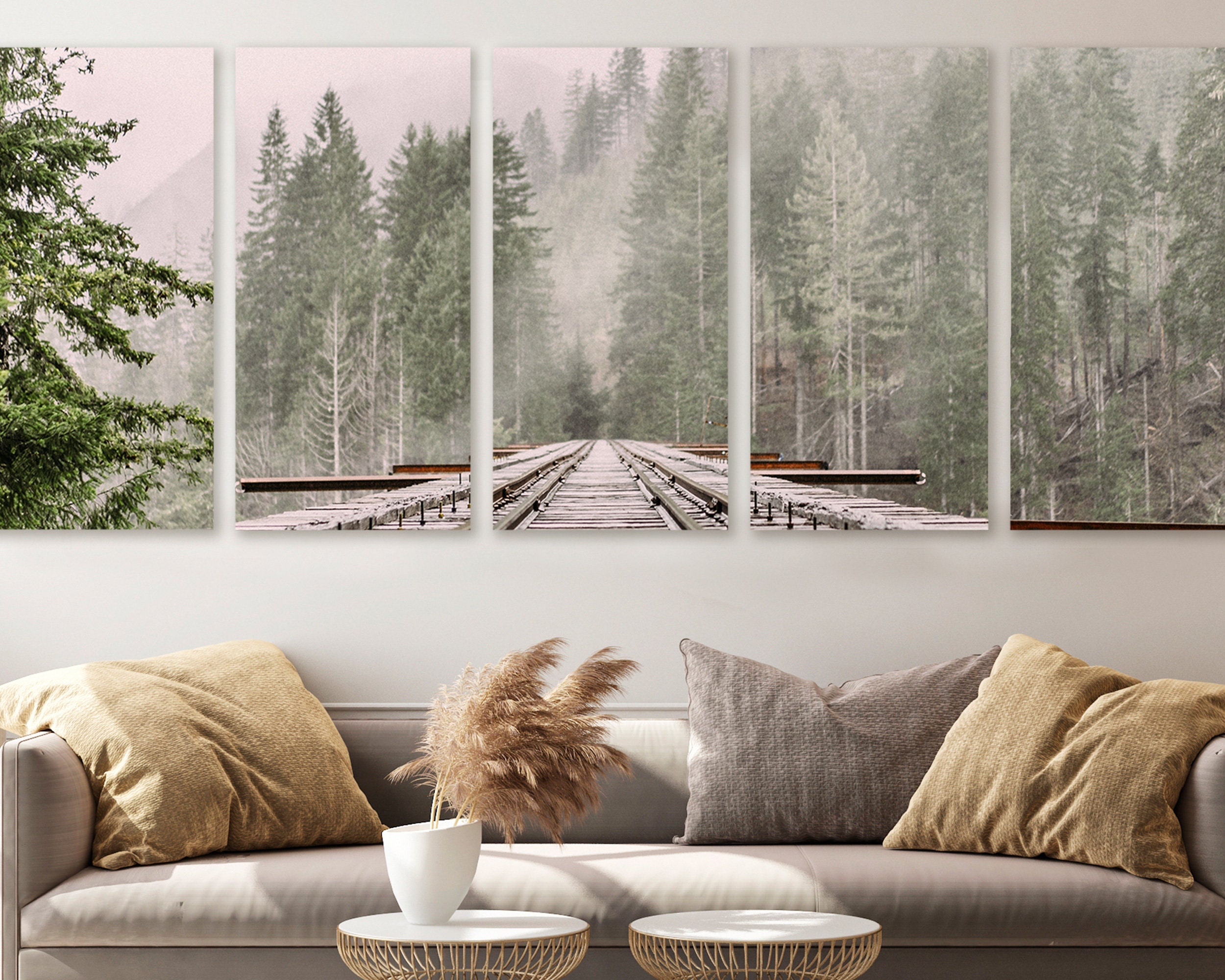 Snowy Forest Panels Picture Wall Home Decoration Pictures Pine | Etsy