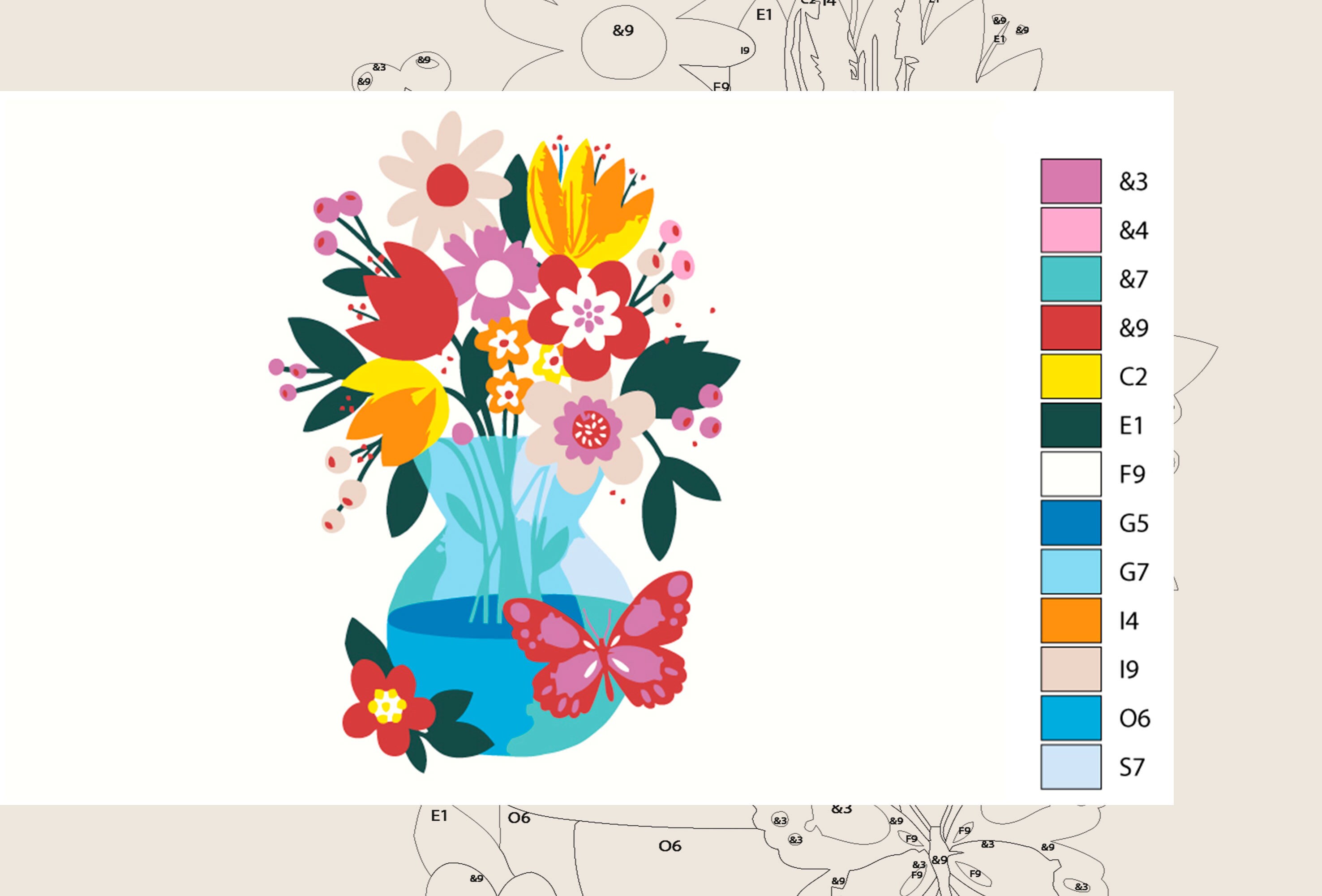 Flowers Color by Number Kit Butterflies Printable Color by | Etsy