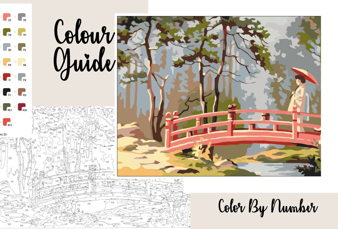 Forest Printable Coloring Page Printable Color by Numbers Adult Craft ...